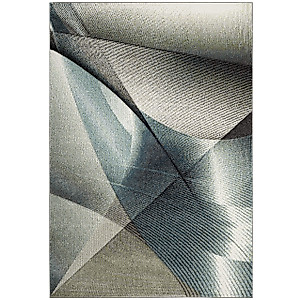 SAFAVIEH Hollywood Collection Accent Rug - 4' x 6', Grey & Teal, Mid-Century Modern Design, Non-Shedding & Easy Care, Ideal for High Traffic Areas in Entryway, Living Room, Bedroom (HLW715D)