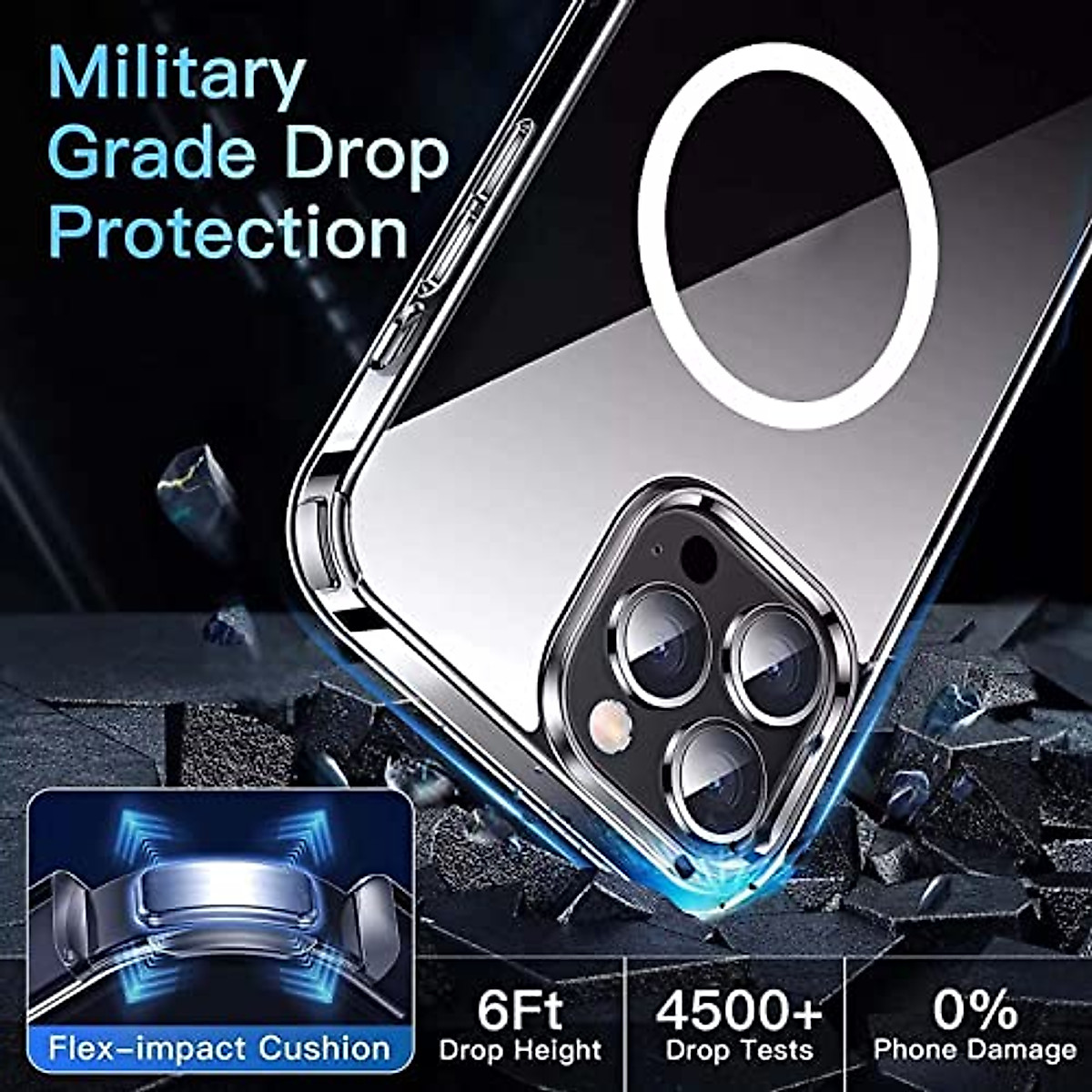 Magnetic Clear Case for iPhone 12 Case [No.1 Strong Magnets] [High Clear Design, Anti-Yellowing, Long-Lasting Clarity, Eyes-catching] [ Support Wireless Charging