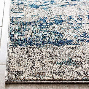 SAFAVIEH Madison Collection 6' x 9' Grey/Blue MAD460K Modern Abstract Non-Shedding Living Room Bedroom Dining Home Office Area Rug