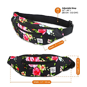 Vibe FESTIVAL GEAR Fanny Pack for Men Women - Many Prints - Black Holographic Silver Gold Cute Waist Bag for Festival Rave Hiking Running Cycling