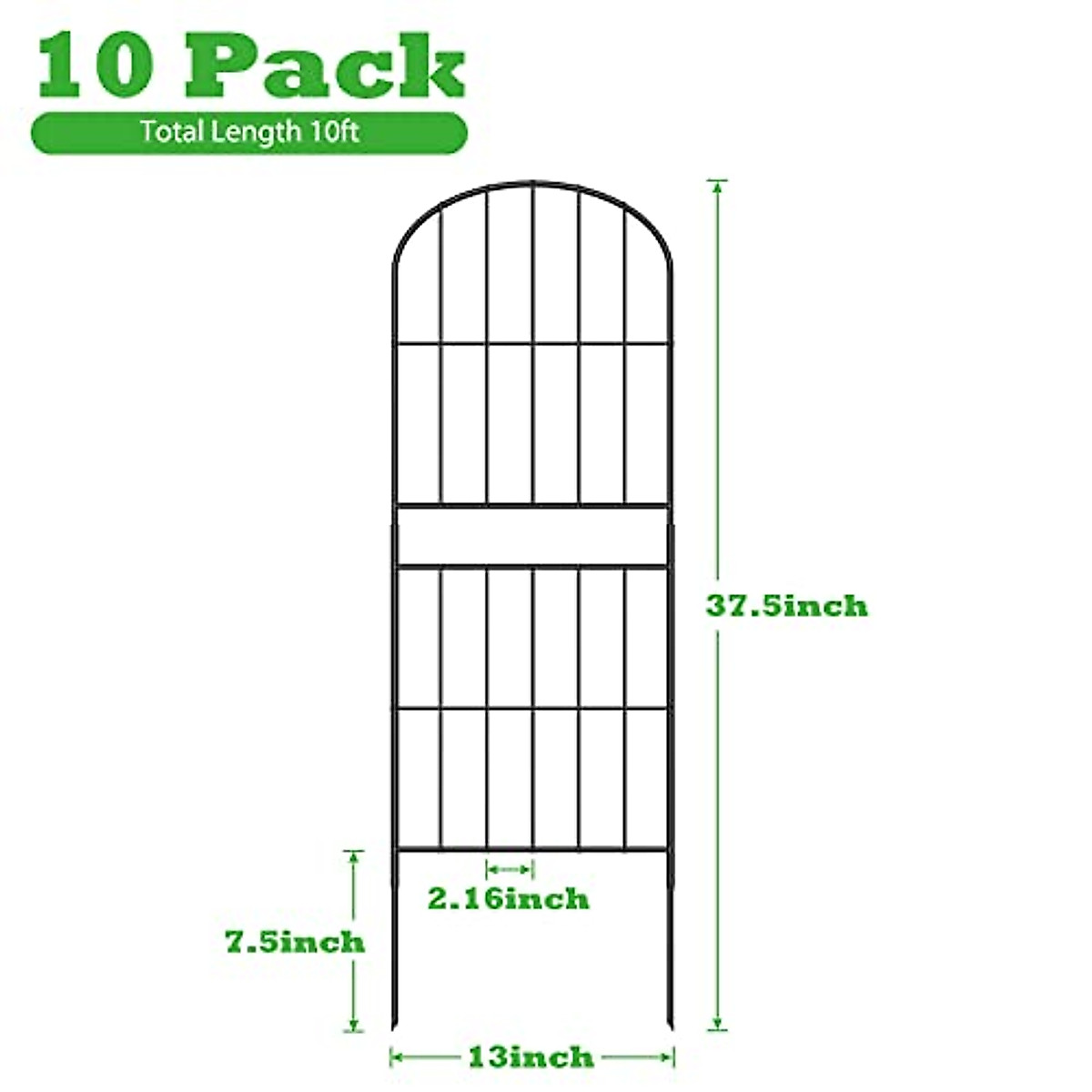 OUSHENG Decorative Garden Fence No Dig Fencing 10 Pack, 37.5in (H) x 10ft (L) Rustproof Metal Wire Panel Border Animal Barrier for Dog, Flower Edging for Yard Landscape Patio Outdoor Decor, Arched