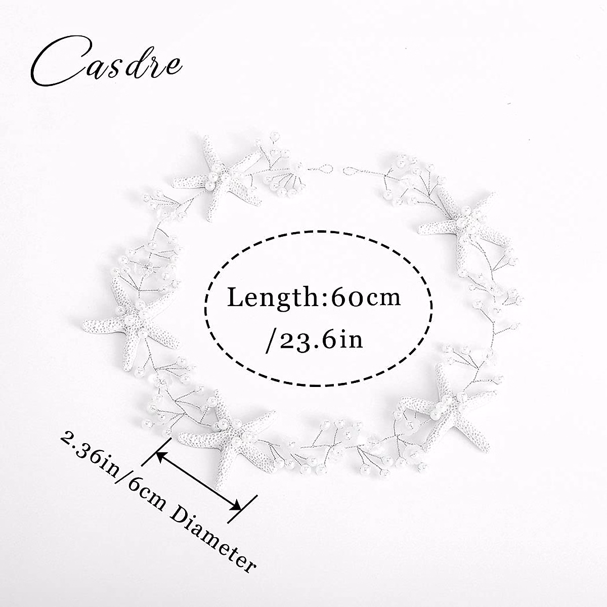 CASDRE Starfish Bride Wedding Hair Vine Pearl Bridal Headpiece Beach Wedding Hair Accessories for Women and Girls(A Silver)