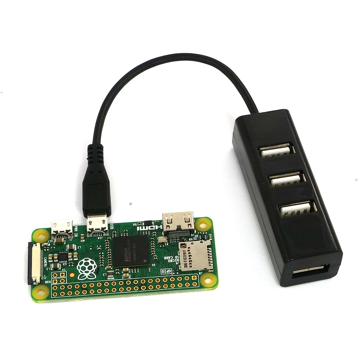 LoveRPi MicroUSB to USB 4 Port Black OTG Hub for Raspberry Pi Zero