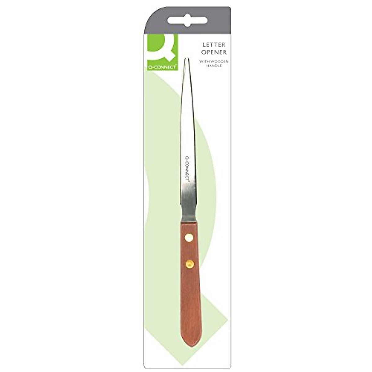 Q-Connect 44836 220 mm Letter Opener with Wooden Handle, Brown, Pack of 1