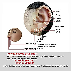 Small Twist Huggie Hoop Earrings for Women Girls, Sterling Silver Piercings Hoop Ring for Cartilage Nose Helix Conch Tragus 20 Gauge, 7mm