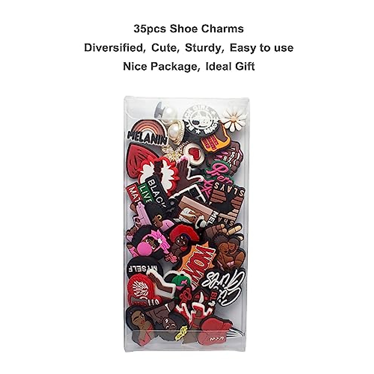 Black Girl Shoe Charms for Croc for Women Cute Shoe Decorations Accessories for Girls Teens Adults Girly Designer Charms Pack for Bubble Slides Bogg Bag Clog