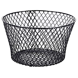 Small Metal Rectangular, Oval and Round Wire Baskets with Handles, Black and White, 4-ct Sets (Round Black Without Handles)