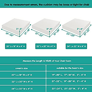 idee-home Patio Cushion Covers Replacement, Outdoor Cushion Covers Slipcovers for Patio Furniture, Couch Seat Cushions Cover with Zipper, Sunbrella Waterproof Slip Covers Outside (Set of 6, 20x22 in)