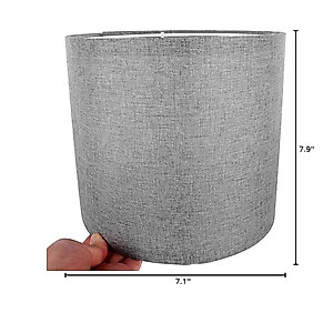 Beavorty Gray Lamp Shade Linen Fabric Lamp Shade Replacement Medium Drum Lamp Shade Transitional Cylinder Shaped Spider Construction Lamp Shade for Chandeliers Table Lamp 20cm Small Lampshade