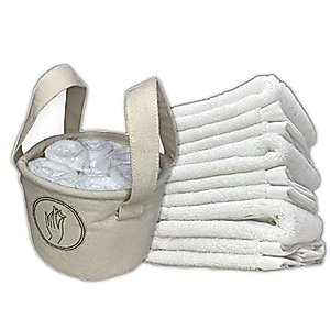 TOWELBAG Small Canvas Basket for washcloths 6 Pieces (12x12 inch), Makeup Remover Facial Cleansing Soft Cloths, Premium Extra Absorbent Cotton 100%