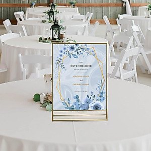 VORIOB Acrylic Sign Holder 5X7 Gold Frames,Clear Sign Holder,Table Sign Holder for Wedding Table Numbers Art Display 4Pack