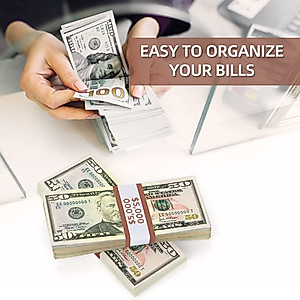 Money Bands 550 Pack for Cash Self Adhesive Wrappers for Bills Currency Straps for Dollar Wraps Organizer($5000 / Brown)