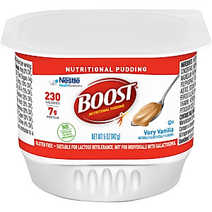 Boost Nutritional Pudding, Very Vanilla - No Artificial Colors or Sweeteners, Gluten Free - 5 OZ Cups (4 CT/Pack) (Pack of 3)