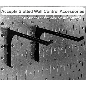 Wall Control Modular Pegboard Tool Organizer System - Wall-Mounted Metal Peg Board Tool Storage Unit for Pegboard Tiling (Metallic Pegboard)