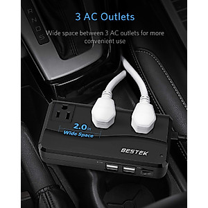BESTEK 200W Power Inverter DC 12V to 110V AC Inverter with 4.2A 4-Port USB Car Adapter (Black)