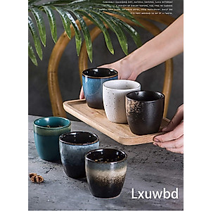 Lxuwbd- Ceramic Teacup, Kung Fu Tea Set, Coffee cup，Yerba Mate Set - Ceramic Mate CupSet of 4 (4-color, Ceramic cups)