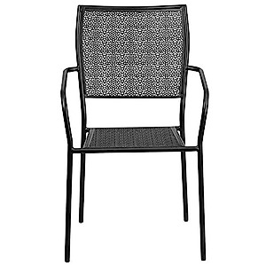 Flash Furniture Oia Commercial Grade 5 Pack Black Indoor-Outdoor Steel Patio Arm Chair with Square Back