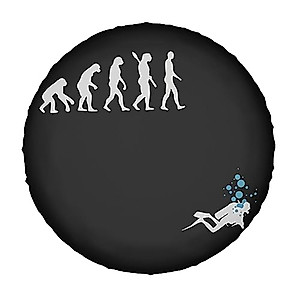 Evolution of Man Funny Scuba Divi Tire Cover Spare Tire Type Cover Wheel Protectors Weatherproof Vinyl Leather Fit Truck, Trailer Rv, SUV 17 Inch