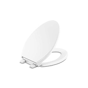 KOHLER 24295-0 Figure ReadyLatch Elongated Toilet Seat, Quiet-Close Lid and Seat, Countoured Seat, Grip-Tight Bumpers and Installation Hardware, White