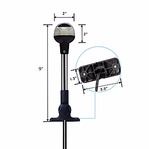 Sebnux White LED Fold Down Boat Stern Light Boat Anchor Light for Pontoon and Fishing Boat (9 Inch)