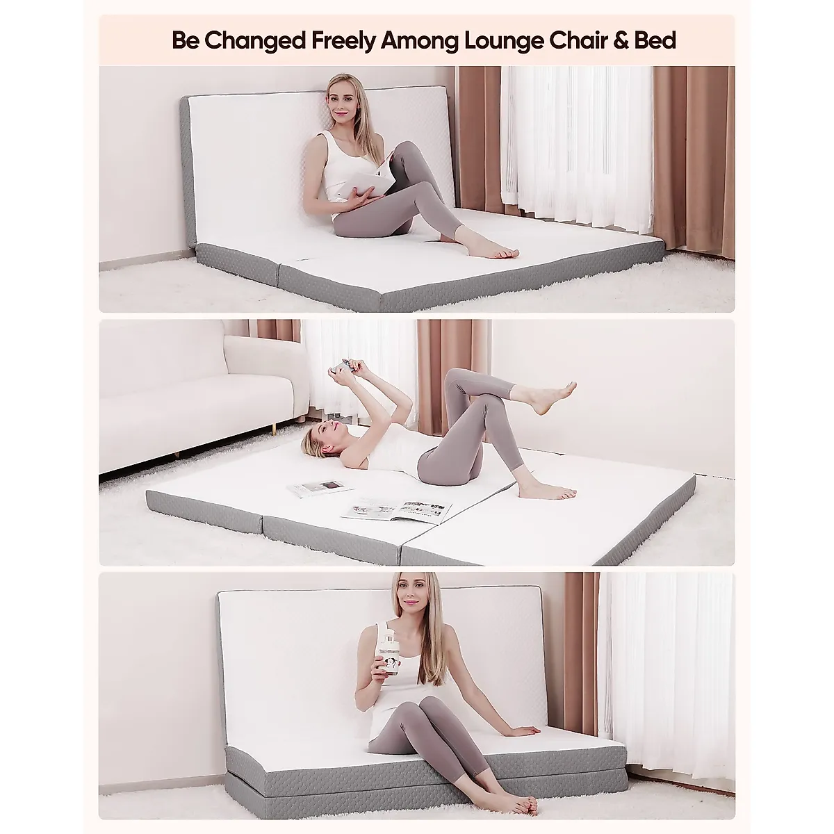 Forias Memory Foam Folding Mattress Full with Storage Bag, 4 Inch Tri-fold Mattress, Breathable Foldable Mattress Topper Portable Mattress for Floor Guest Bed Full Size 75" L x 54" W x 4" H