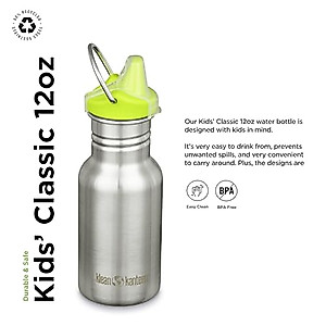 Klean Kanteen Kid Classic Narrow 12oz (w/Sippy Cap) Brushed Stainless