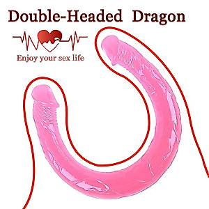 Double Headed Offer Leisure Pink 18.11 inches Both Ends Silicone Strong Suction Cup for Hands-Free Realistic Classic Double-Ended Wand Obtain Maximum Enjoyment for Women - XjmFx26-18