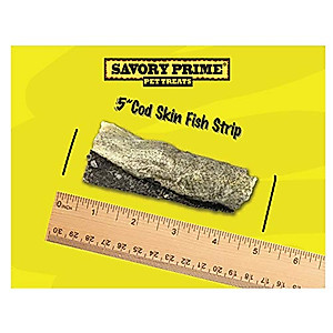 Savory Prime Cod Skin Fish Strips, 16-Ounce, No Artificial Color, All Breed Sizes (62016)