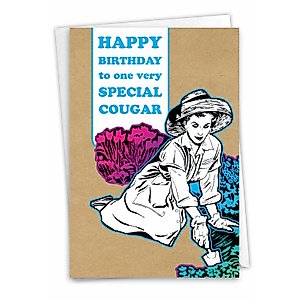 0778 Cougar Unique Funny Birthday Card with Envelope