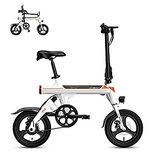 Jasion EB3 Electric Bike for Adults 21mph Folding Adults Electric Bicycles, 350W Brushless Motor, 36V 7.5Ah Battery, Center Suspension, 3 Levels Assist, 14" Foldable ebike for Adults