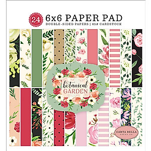 Carta Bella Paper Company Botanical Garden 6x6 Pad paper, pink, green, black, red, cream