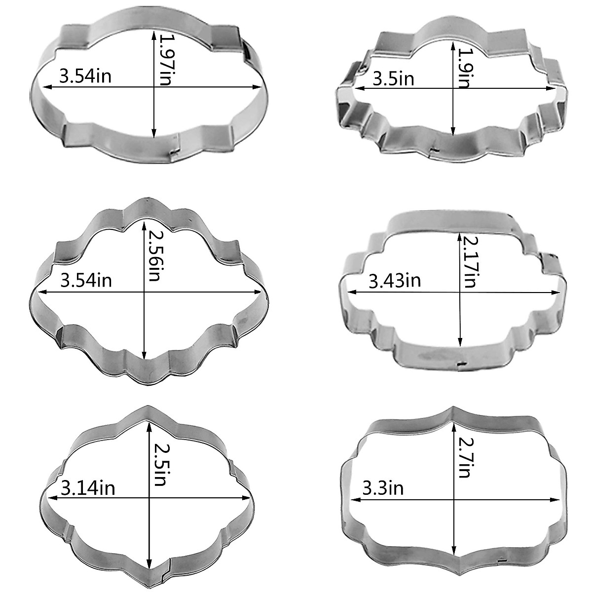 12PCS Frame Cookie Cutter Plaque Cookie Cutters Stainless Steel Different Frames Fondant Cutter Molds Frames Fondant Cookie Cutter for Birthday Party Decorations