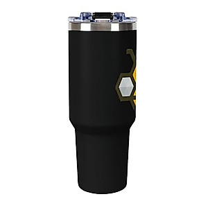 Art Bee with Honeycomb 40oz Water Bottle Double Wall Insulated Tumbler with Handle Leakproof Travel Mug Light Rose Red-style