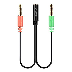 D & K Exclusives Headphone Mic Splitter Adapter for Laptop Dual 3.5mm Male to 3.5mm Female Headphone Mic Audio Y Splitter Cable Smartphone Computer Headset to PC Adapter