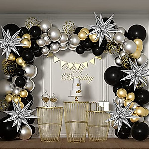 MIAHART 50 Pcs Silver Starburst Cone Mylar Balloons 26 inch Silver Foil Star Balloons Metallic Large Silver Point Star Balloons for Birthday Wedding Christmas Baby Shower Party Supplies