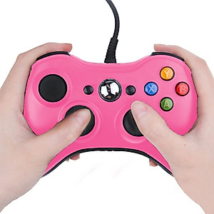 GRABOTE Wired PC Controller for Xbox 360 Game Controller for Steam PC Xbox 360 with Dual-Vibration Fit for Xbox 360 Slim and PC Windows 7,8,10,11 Pink