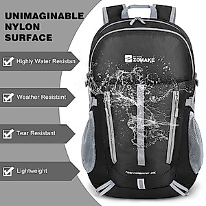 ZOMAKE Packable Hiking Backpack:40L Lightweight Backpacks - Foldable Light Weight Back Pack Water Resistant Small Packable Day Pack for Travel Camping Outdoor (Black)