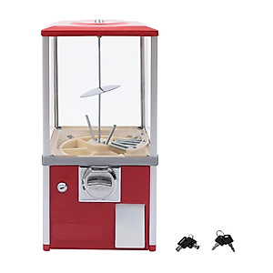LIYUANJUN Vending Machine, Commercial Vending Machine for 1.1-2.1" Coins Pinballs Round Capsules Bouncy Balls Prize Candy Machine Gumball Vending Device Freestanding Mounting (Red)