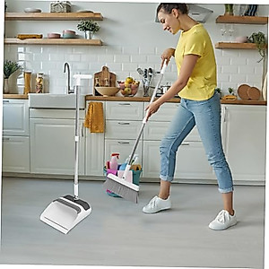 COOLHIYA 1 Set Cleaning Artifact Standing Broom and Dustpan Outdoor Broom Mini Dustpan and Brush Small Broom and Dustpan Dust Pan and Broom Stand up Dustpan Hand Broom and Dustpan White Pp