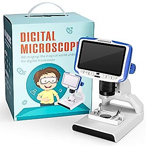Andonstar AD205 Digital Microscope 200X Magnification USB LCD Microscope for Children, Student, Hobbyist DIY, with Slides Kit School Lab Fun&Educational Plant Insect Specimen Slides Observation
