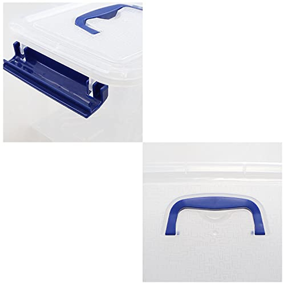 Jandson 3.5 Liter Clear Storage Bin, Latching Box Container with Blue Handle, 6 Packs