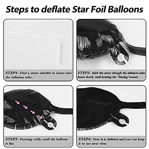 60 Pcs Black Star Balloons Explosion 12 Point Foil Cone Balloons Magic Starburst Balloons Large for Wedding Anniversary Backdrop Birthday Party Decorations