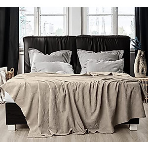 Utopia Bedding 100% Cotton Blanket (King Size - 90x108 Inches) 350GSM Lightweight Thermal Blanket, Soft Breathable Blanket for All Seasons (Khaki)