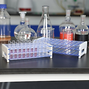 stonylab Test Tube Rack, 3-Tier Detachable Blue Plastic Test Tube Rack Tube Holder Stand Rack for Laboratory Scientific Experiments, 45/64 inch 40-Place