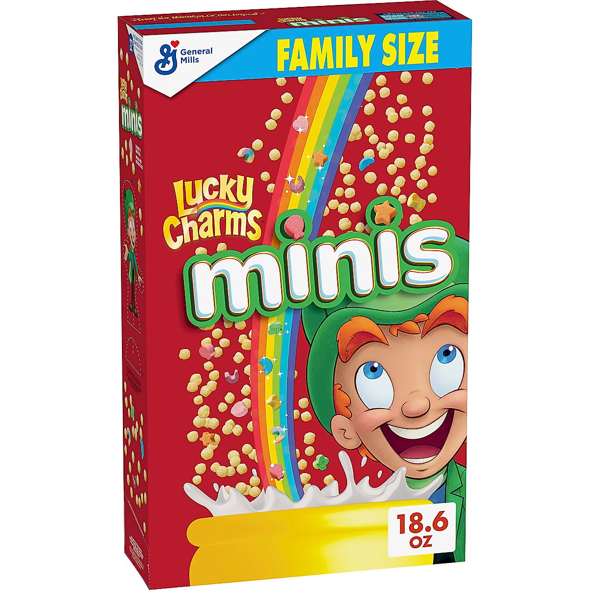 Lucky Charms Minis Cereal with Marshmallows, Kids Breakfast Cereal, Family Size, 18.6 oz