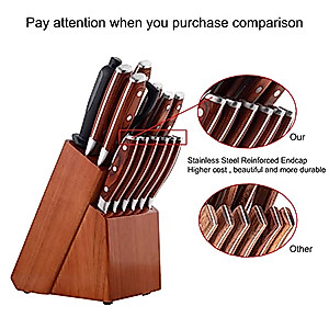 HISSF Japanese Knife Set 18 Piece German High Carbon Stainless Steel Kitchen Knife Sets with Wooden Block, Full Tang Triple Rivet kitchen Knife Block Set for Gift, Chef Knife Set