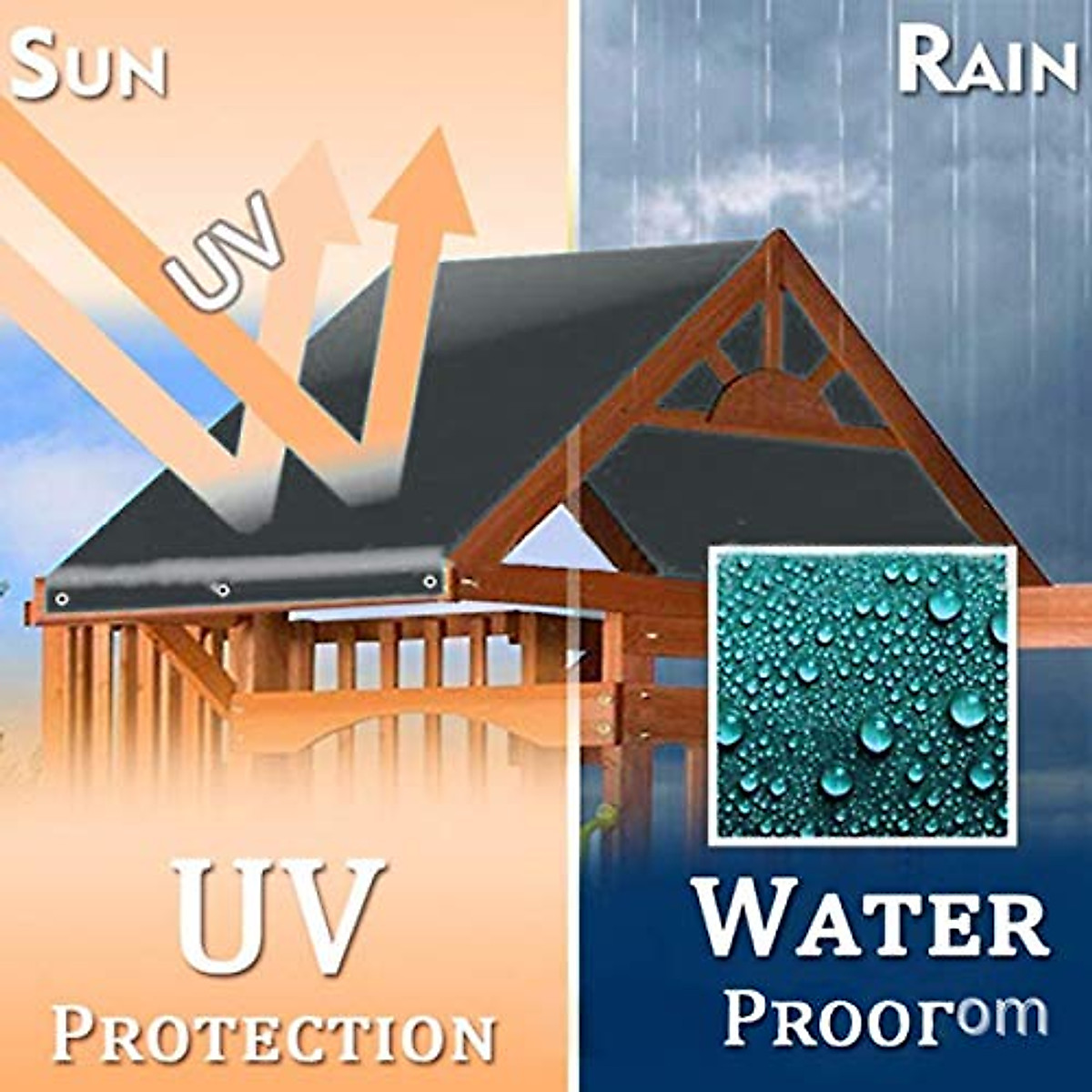 Ruiqas Playground Replacement Canopy, 52x89 Waterproof UV-Resistant 190T Silver-Coating Polyester Kids Playground Tarp Cover for Swing Set Garden Patio