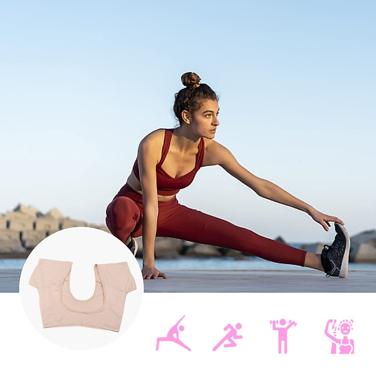 ARTIBETTER Women's Underarm Sweat Vest Guard, Washable Shield for Ladies (M) - Yellow