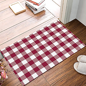 Door Mat for Bedroom Decor, Red Lattice Floor Mats, Holiday Rugs for Living Room, Absorbent Non-Slip Bathroom Rugs Home Decor Kitchen Mat Area Rug 18x30 Inch