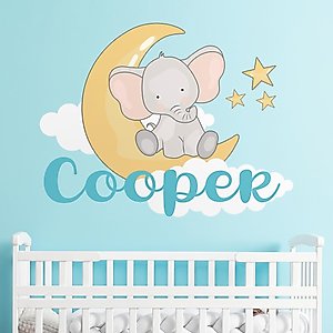 Personalized Name Elephant Family Decals I Baby Girl Nursery Decor I Elephant Decor Baby Shower I Pink Elephant Wall Decor for Girls Room I Baby Room Decor I Multiple Size & Color Options